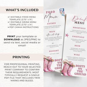 Editable Boots on the Ground Food and Drink Menu Template, Western ...