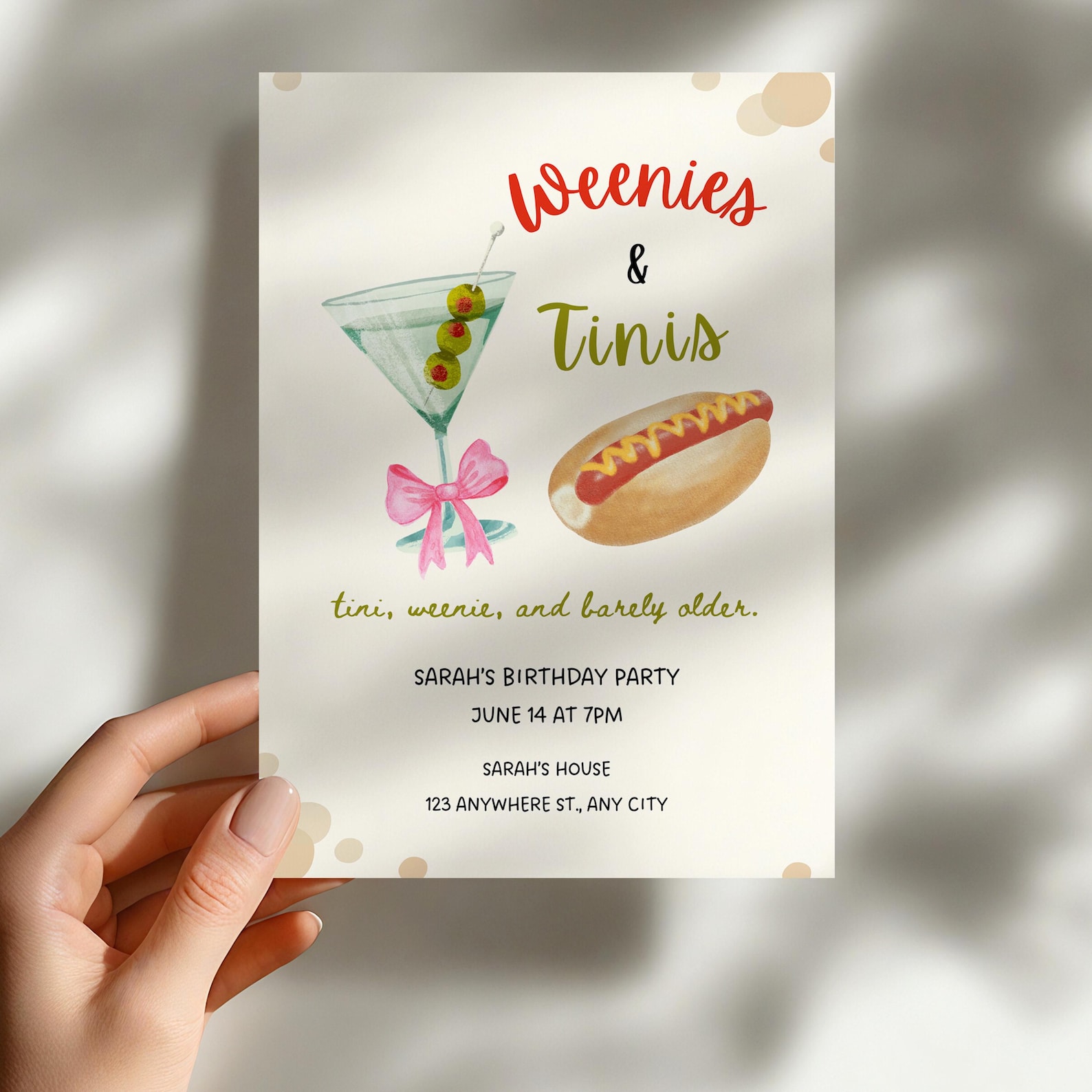 Weenies and Tinis Birthday Invite Template, Weenies and Martinis ...