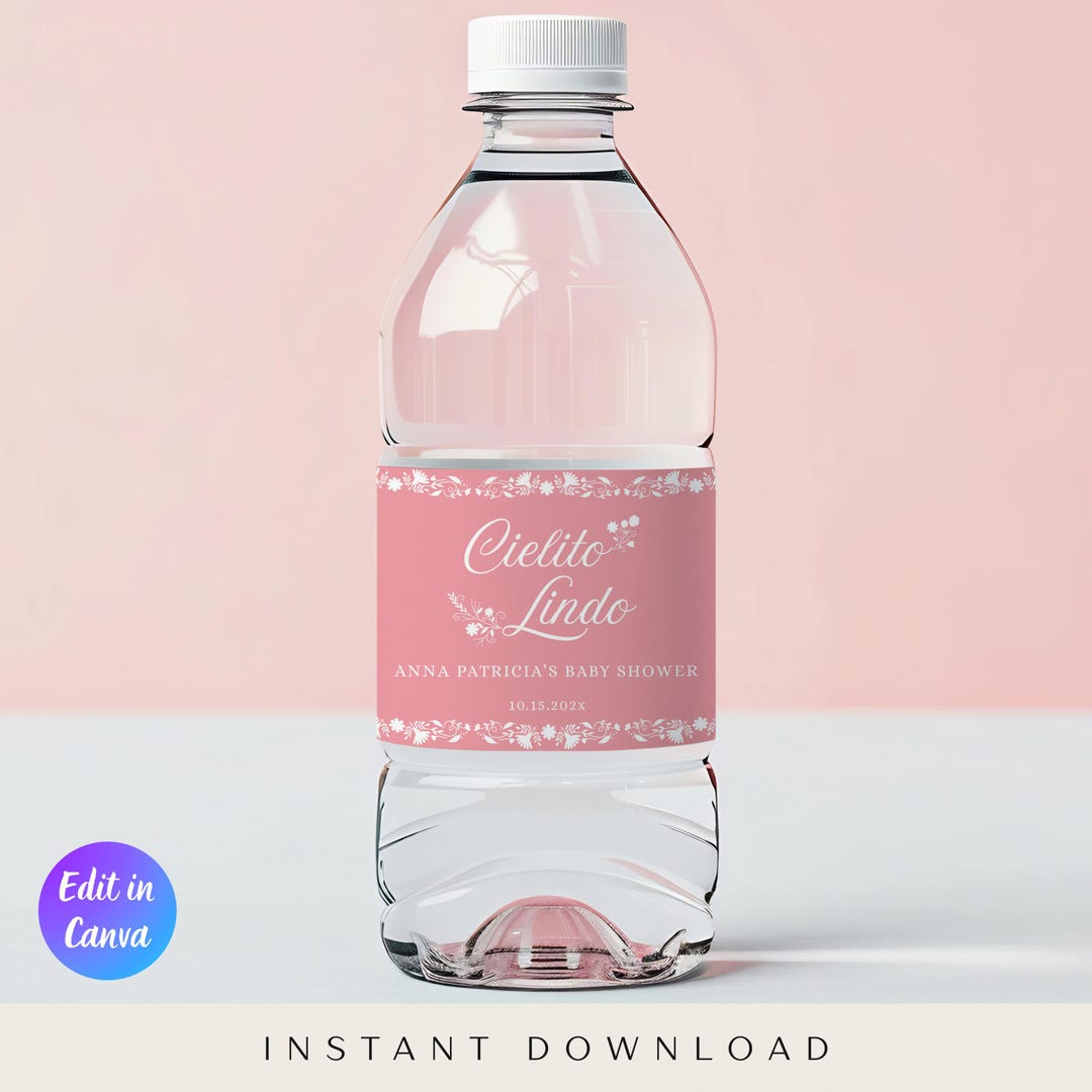 Editable Cielito Lindo Baby Shower Water Bottle Label, Mexican Talavera ...