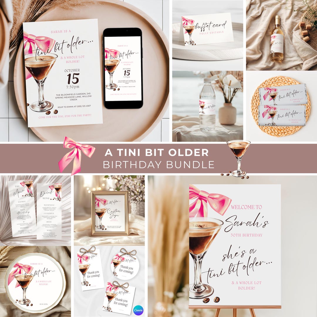Tini Bit Older Birthday Party Bundle, Espresso Martini Themed Birthday ...
