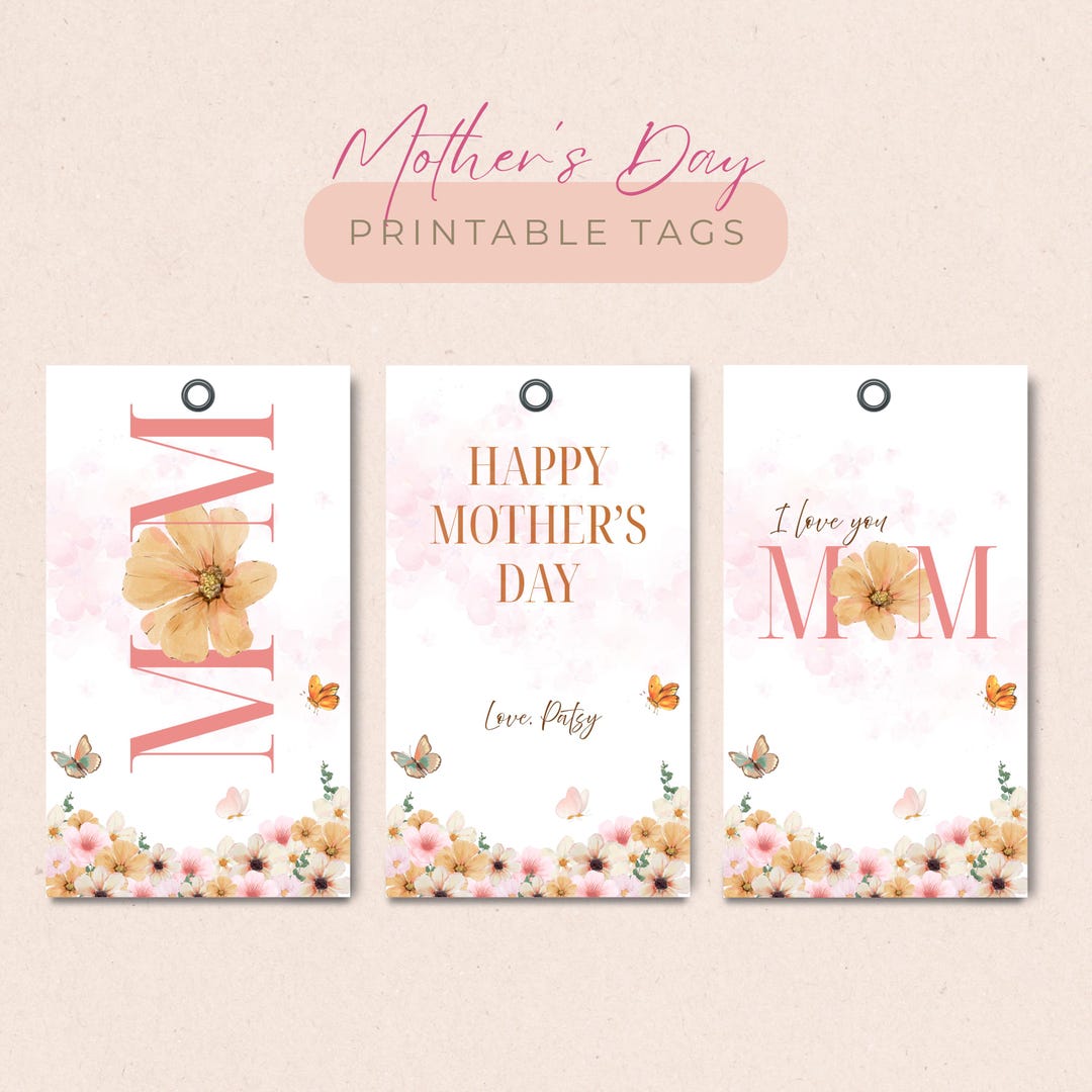 Editable Mother's Day Gift Tags, Mothers Day Treat Tag, Happy Mothers ...