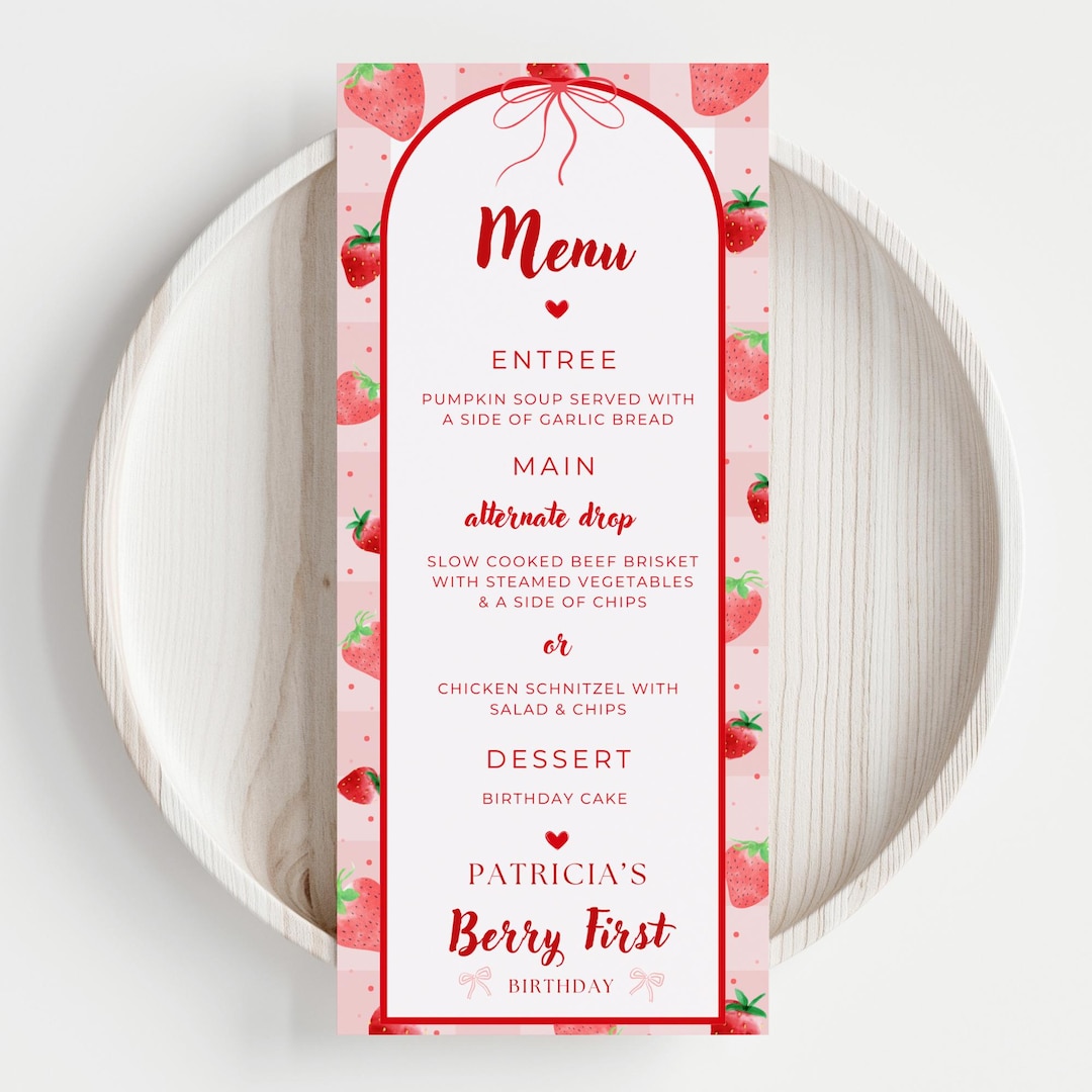 Berry First Birthday Food Menu, Berry First Birthday Decorations, Berry ...