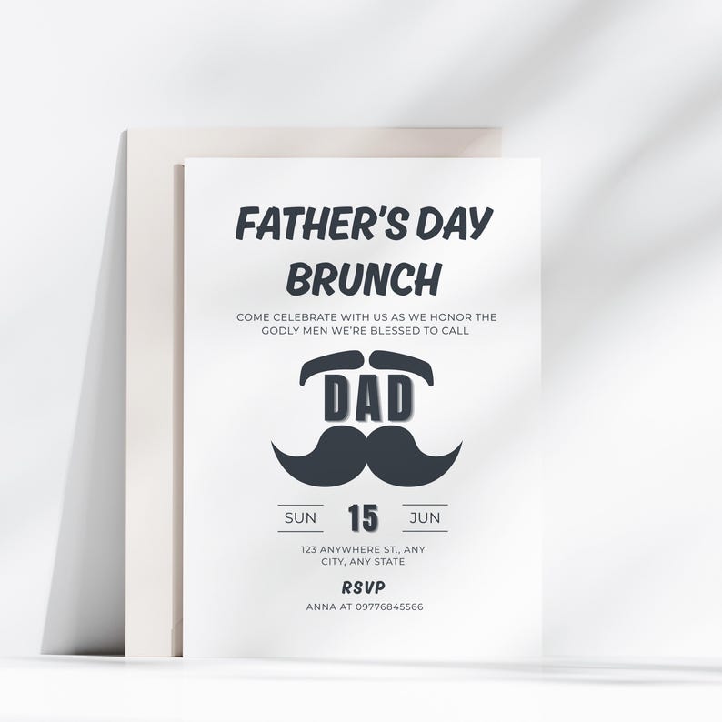 Editable Father's Day Digital Invite, Happy Father's Day Card ...