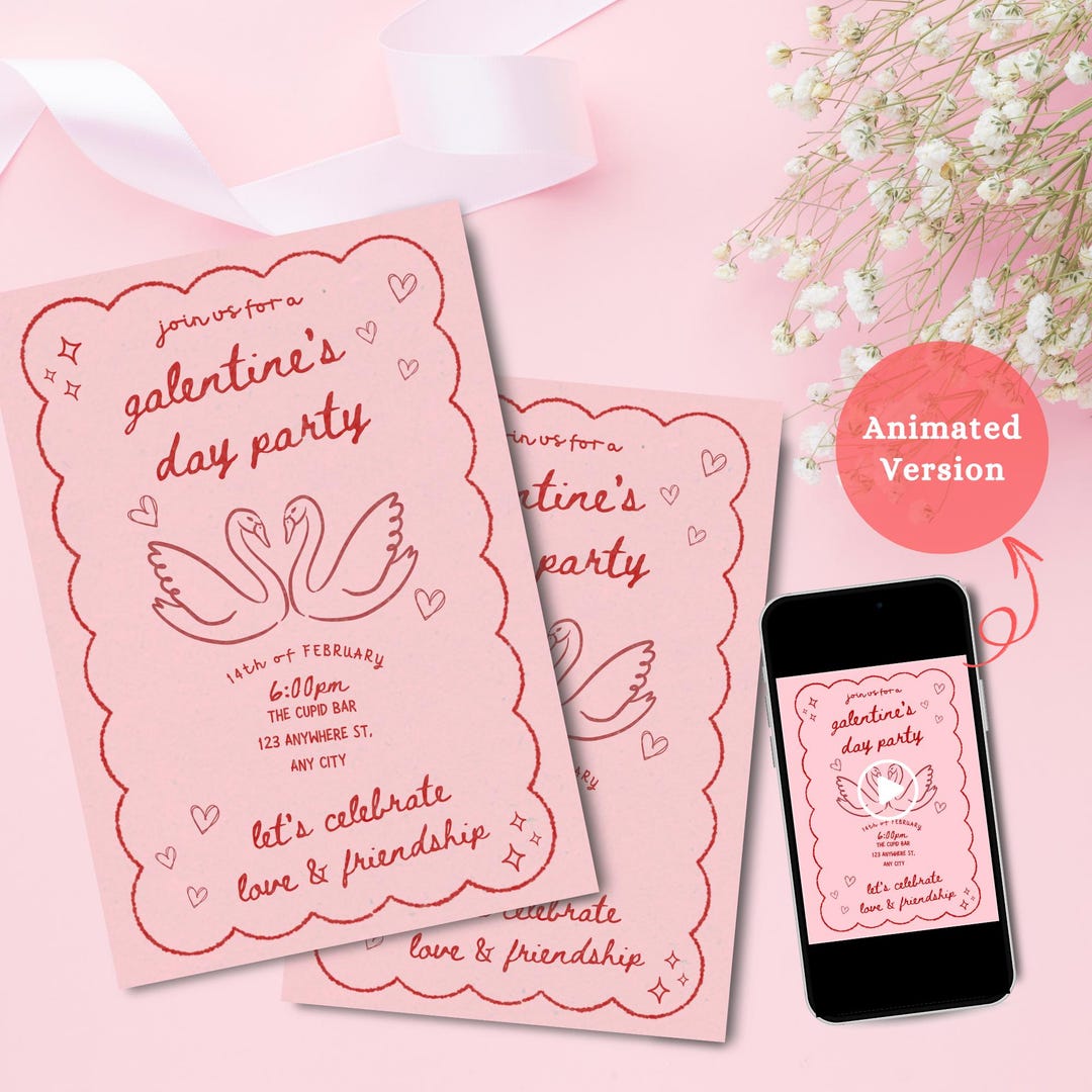 Galentines Girls Night Invitation, Editable Valentine's Party Text ...