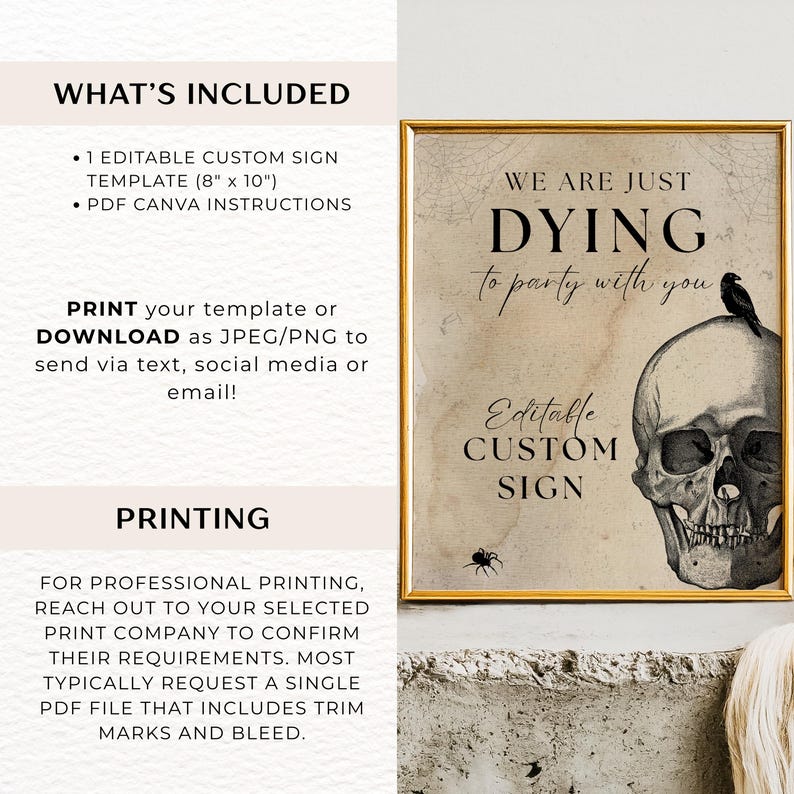 Vintage Halloween Party Custom Sign Template, Printable Halloween Party ...