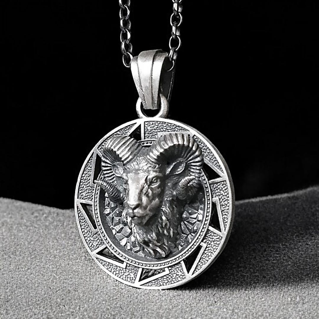 Ram Necklace, Silver Ram Head, Ram Pendant, Ram Jewelry, Aries Necklace ...