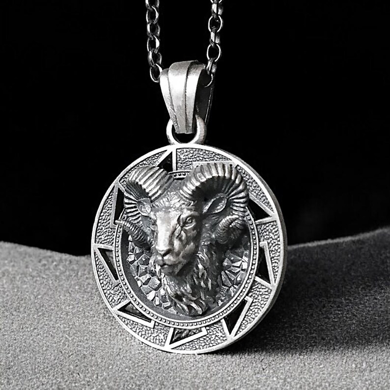 Ram Necklace, Silver Ram Head, Ram Pendant, Ram Jewelry, Aries Necklace ...