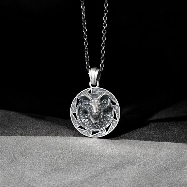 Ram Necklace, Silver Ram Head, Ram Pendant, Ram Jewelry, Aries Necklace ...