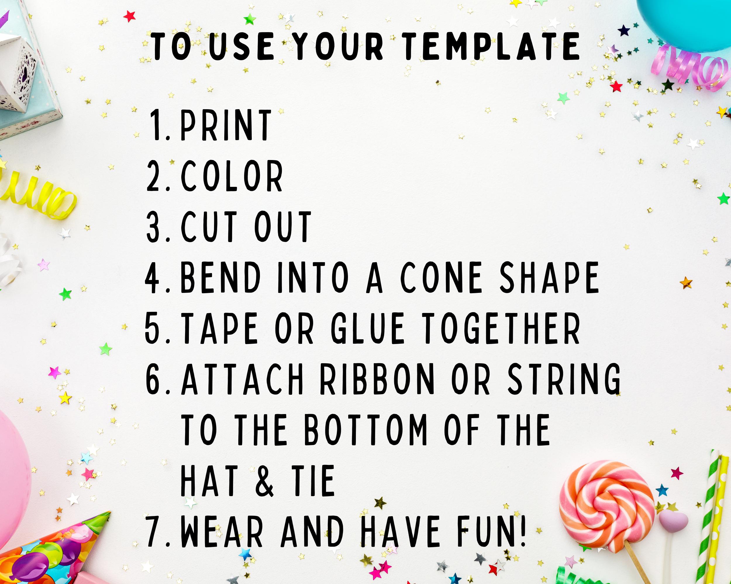 Printable New Year Hat, Color Your Own New Years Eve Party Hat, Happy ...