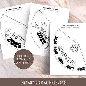 Printable New Year Hat, Color Your Own New Years Eve Party Hat, Happy ...