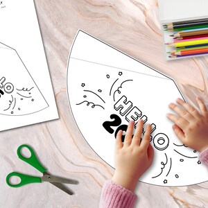 Printable New Year Hat, Color Your Own New Years Eve Party Hat, Happy ...