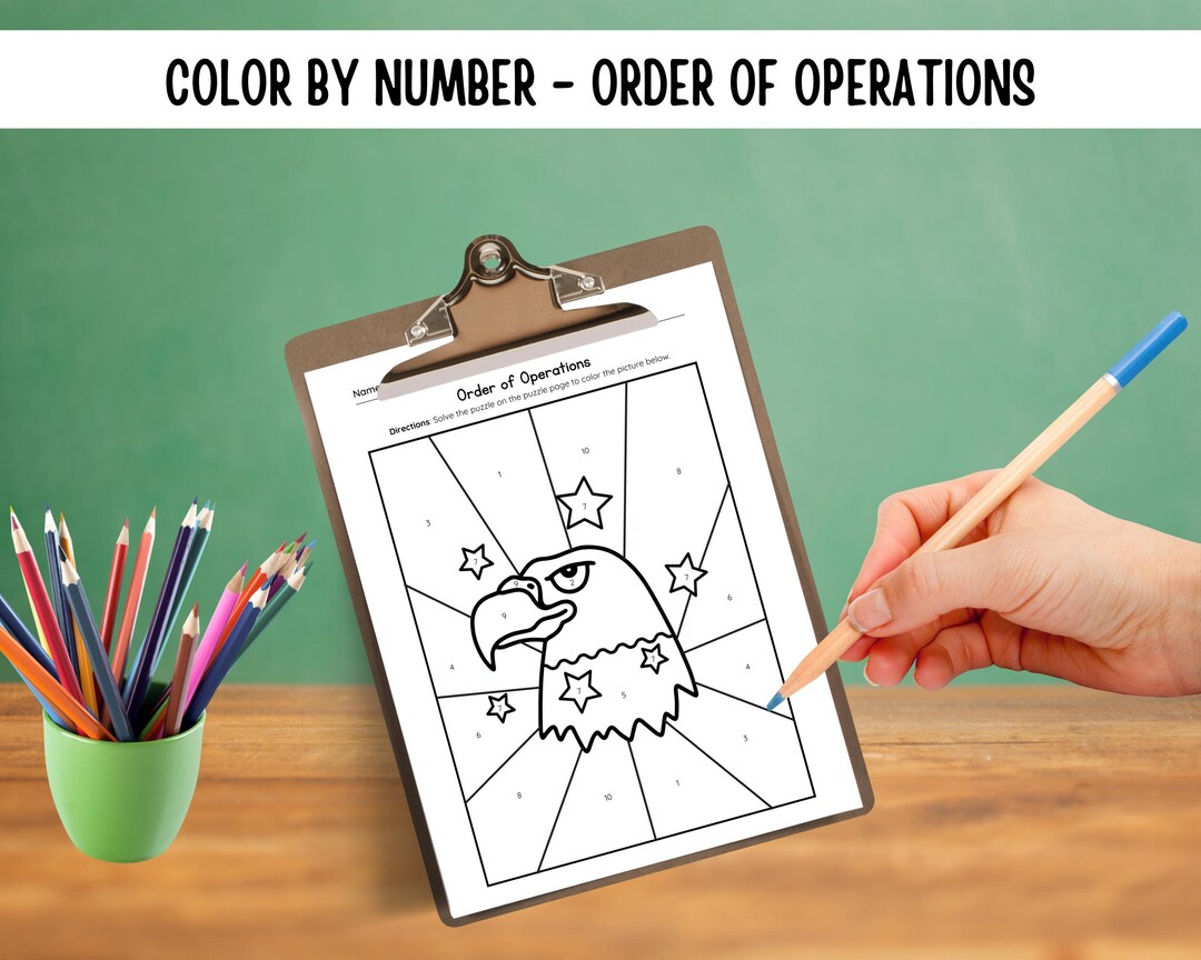President's Day Worksheet, Color by Number Math, Order of Operations ...