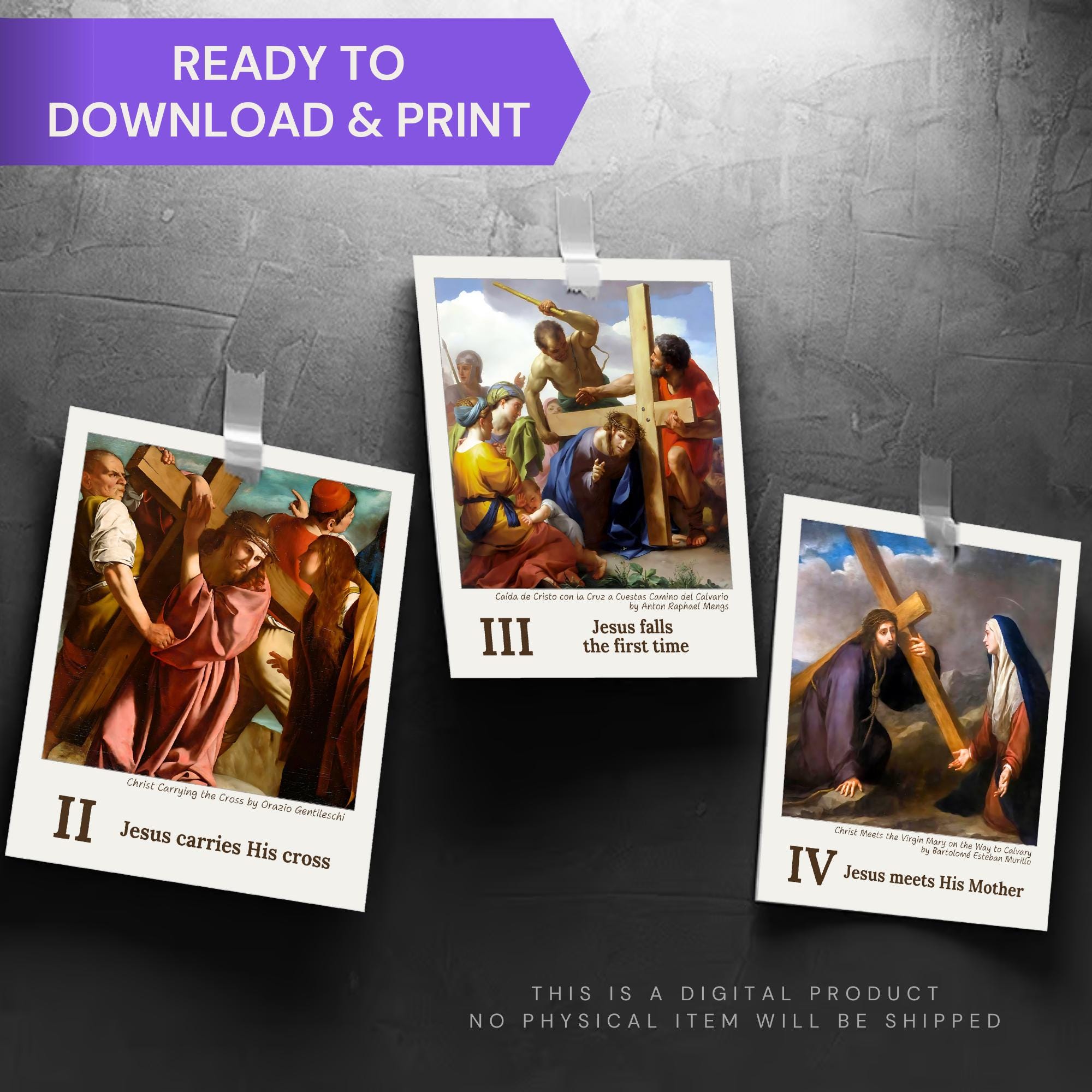 14 Stations of the Cross Printable Banner, Way of the Cross Catholic ...