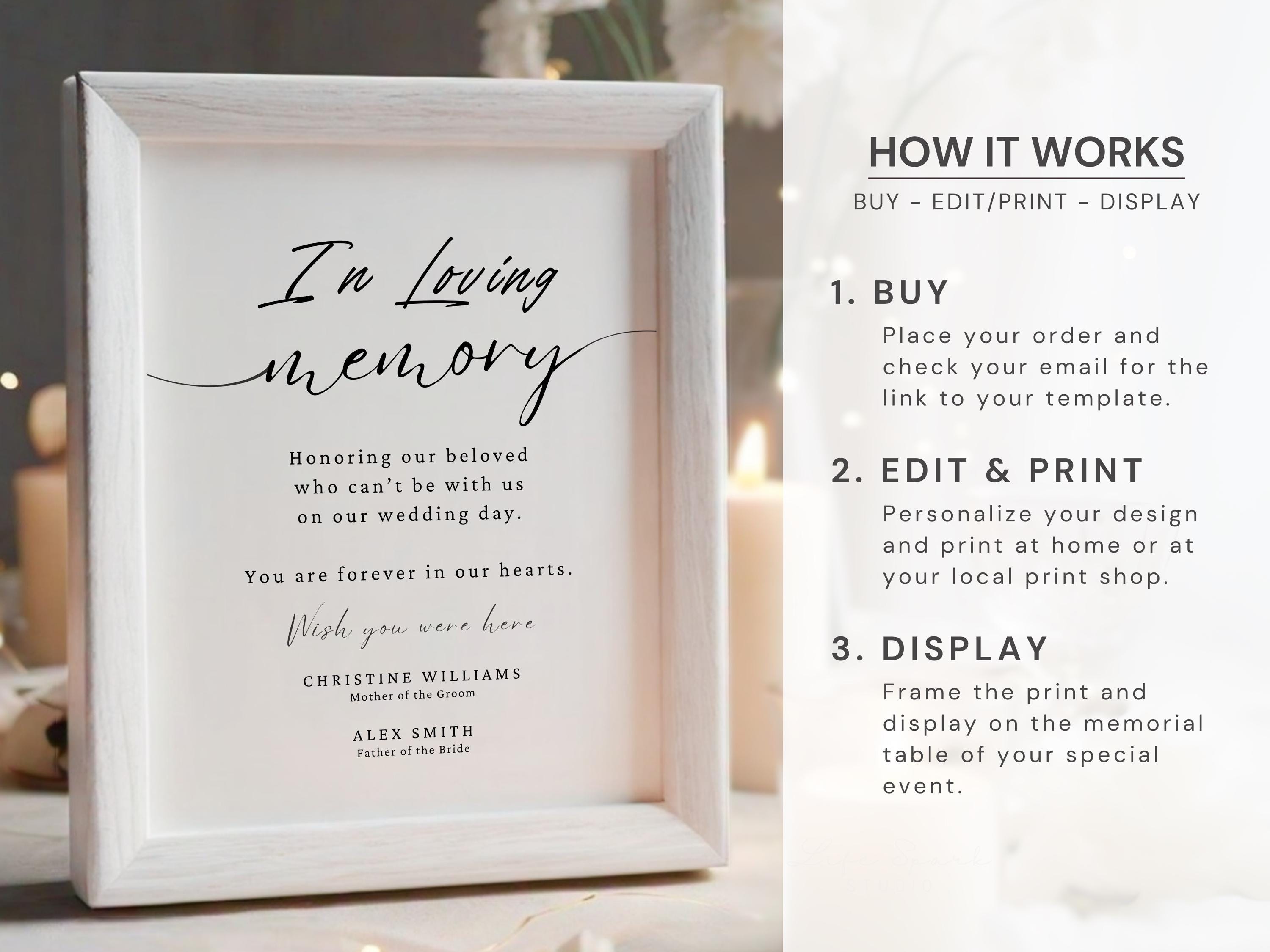 Editable Memorial Table Sign, Personalized Canva Template, Wedding ...