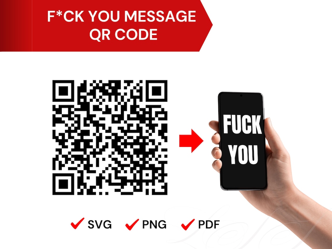 QR Code SVG Fuck You Hidden Message, QR Code Hoodie Design, Middle ...