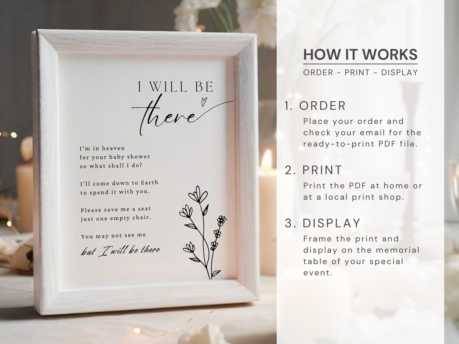 Baby Shower Memorial Sign, Remembrance Poem (PDF, PNG) - Etsy