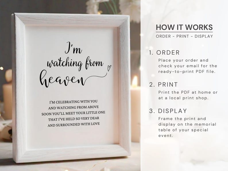 Baby Shower Memorial Sign: Heaven Sent Remembrance (PDF & PNG) - Etsy