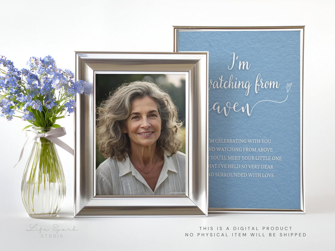 Baby Shower Memorial Sign: Blue Heaven Remembrance Table Decor (PDF ...