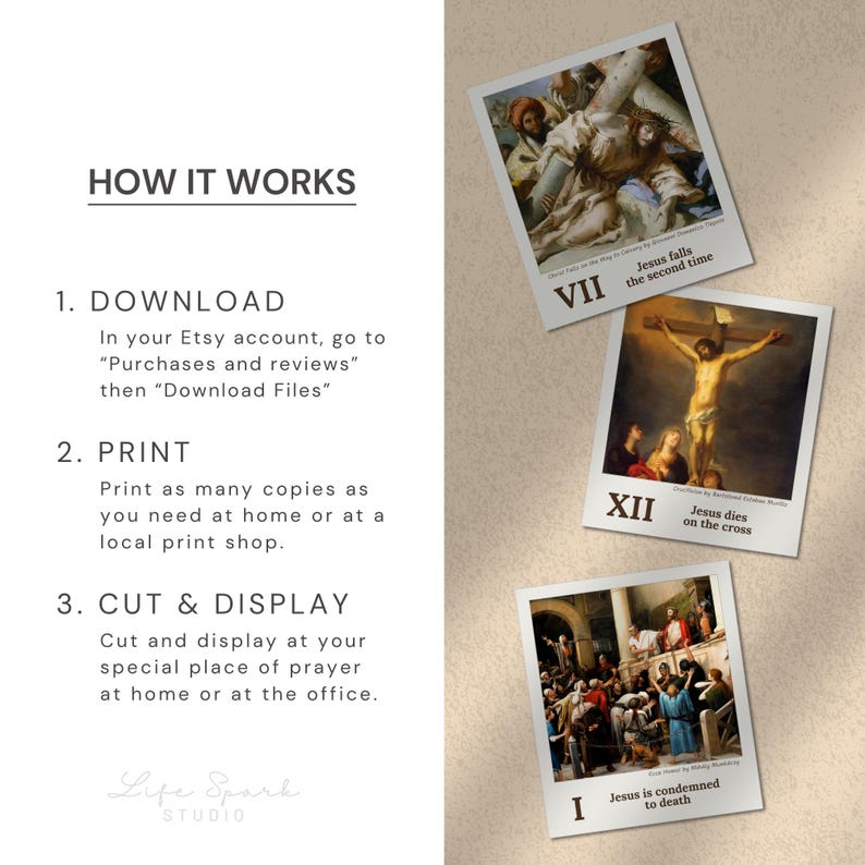 14 Stations of the Cross Printable Banner, Way of the Cross Catholic Art, Jesus Wall Art Easter ...