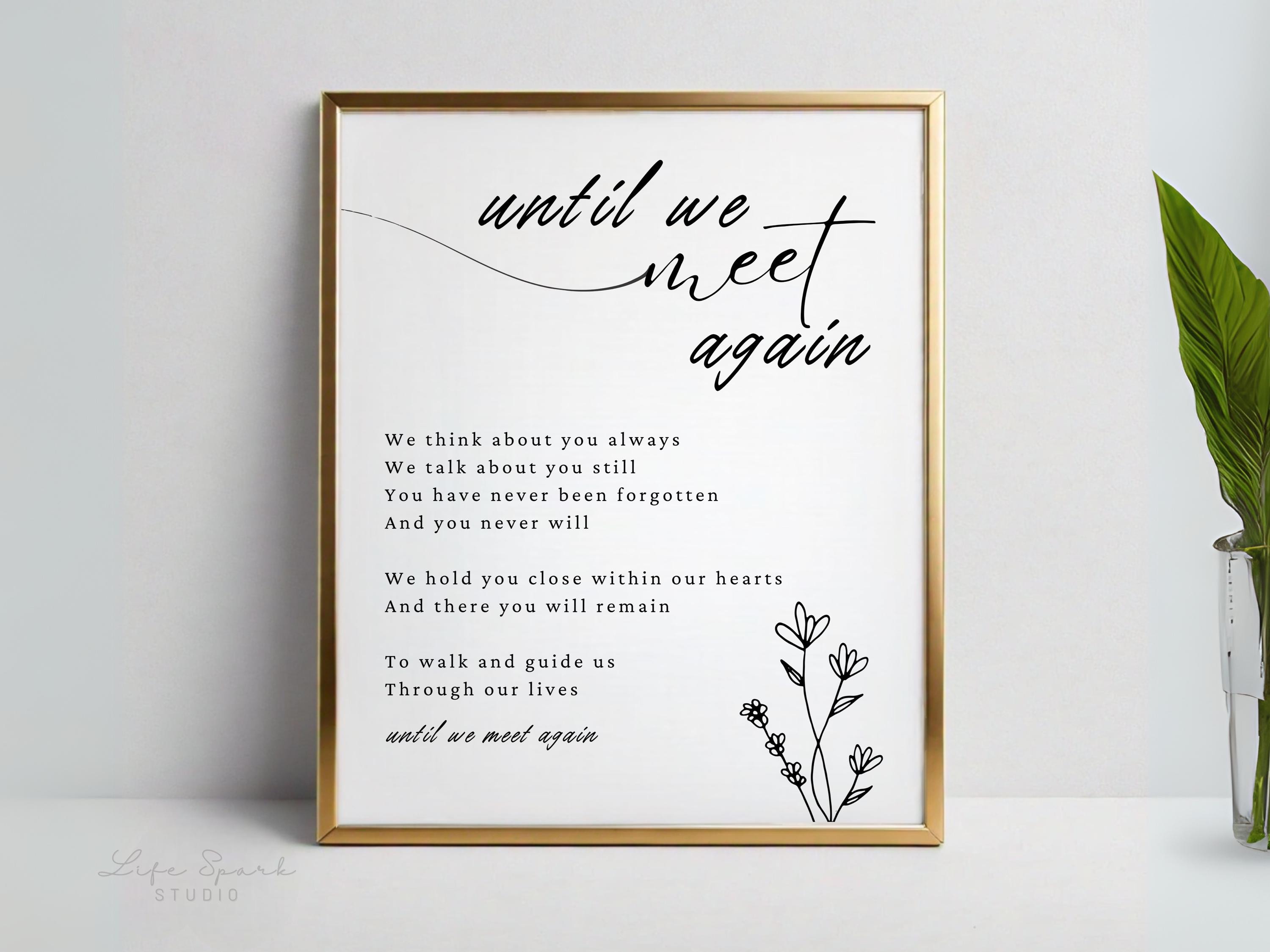 Wedding Memorial Table Sign: 'until We Meet Again' Poem (PDF & PNG) - Etsy
