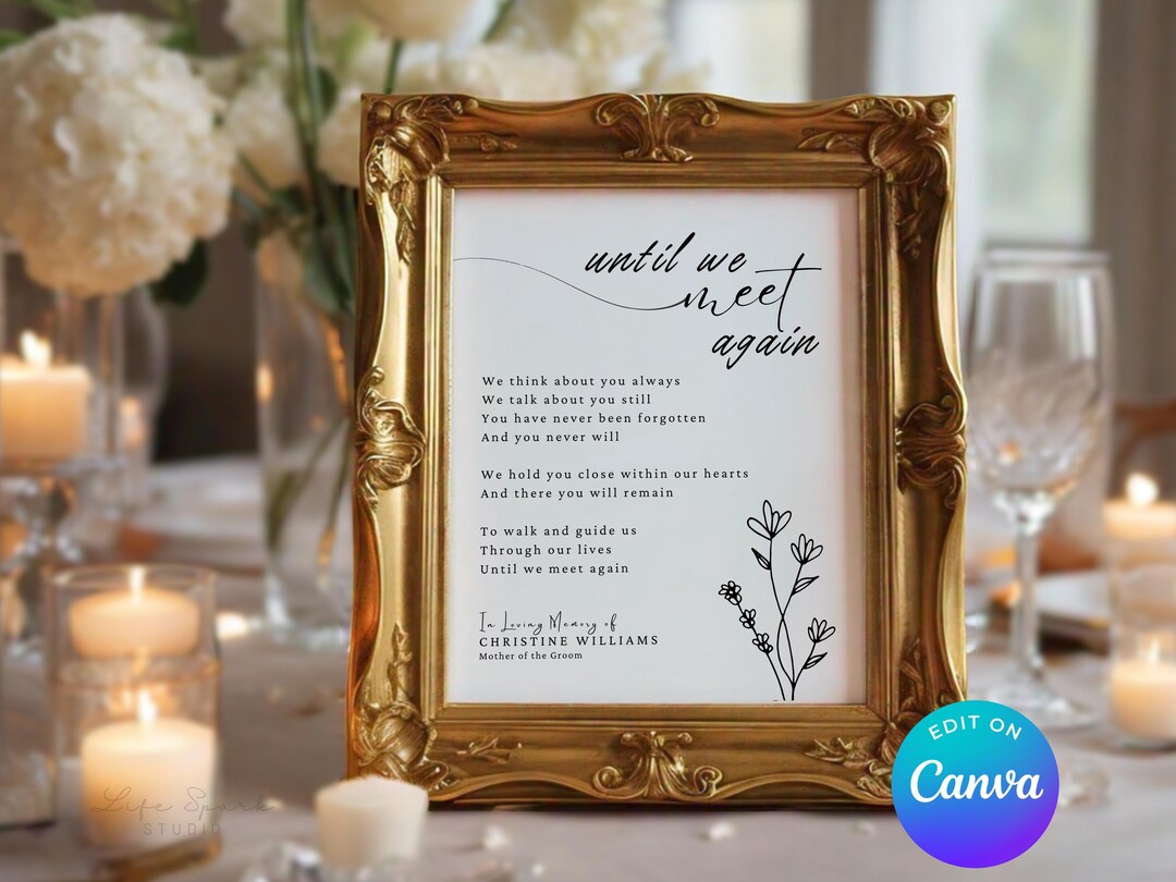 Editable Memorial Table Sign, Personalized Canva Template, Wedding ...