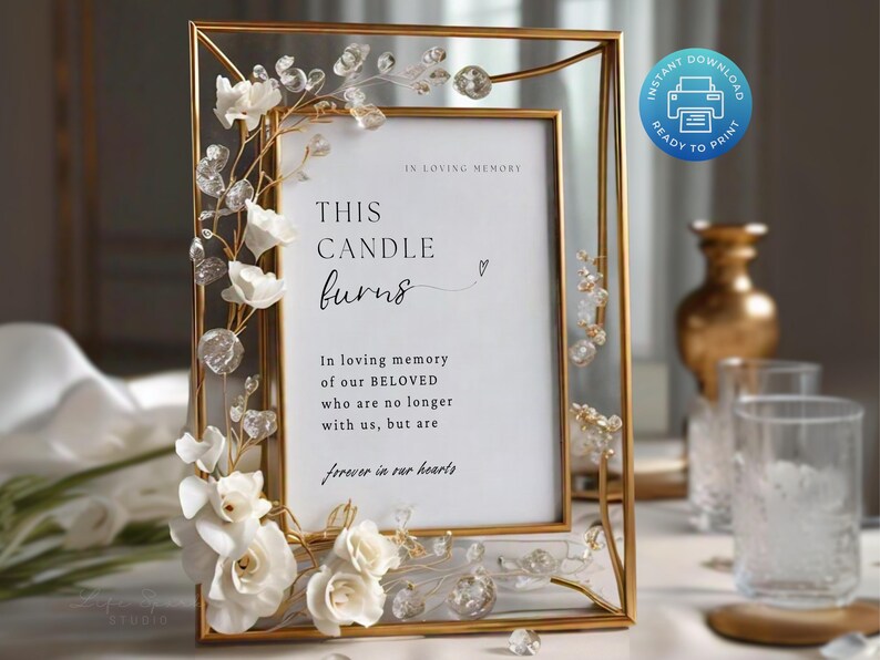Minimalist Wedding Memorial Table Sign, This Candle Burns, Memory Table ...