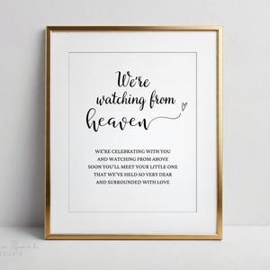 I'm Watching From Heaven Baby Shower Sign, Printable Memorial Table ...
