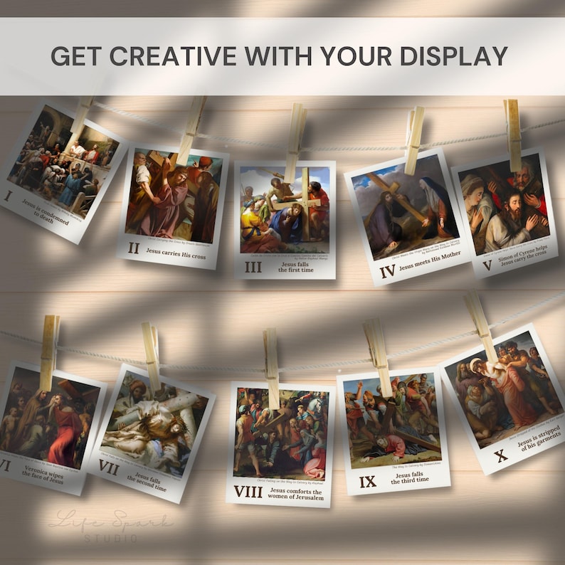 14 Stations of the Cross Printable Banner, Way of the Cross Catholic Art, Jesus Wall Art Easter ...