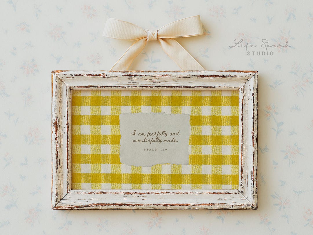 Yellow Gingham Bible Verse Printable Decor: Christian Wall Art Print ...