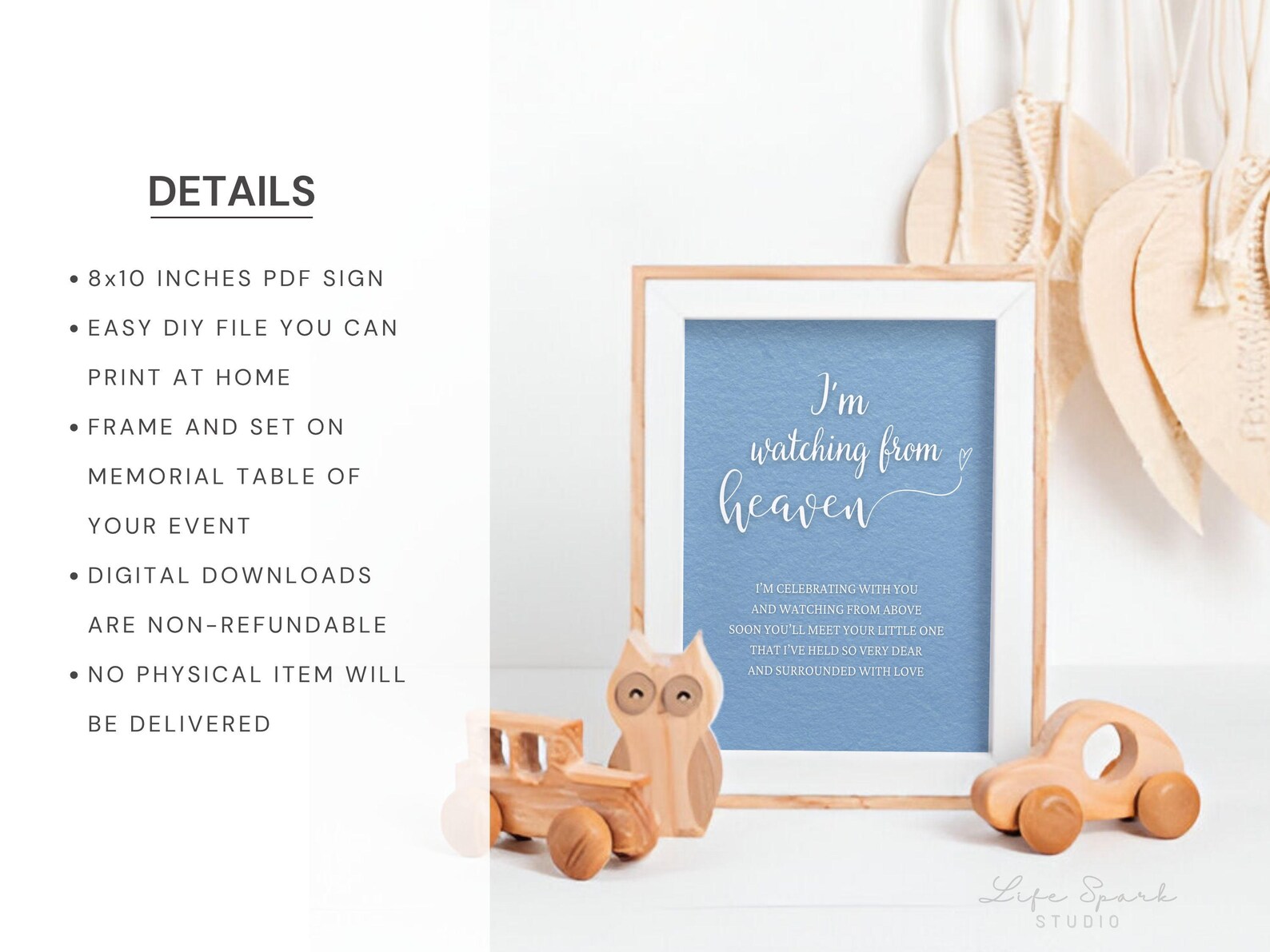 Baby Shower Memorial Sign: Blue Heaven Remembrance Table Decor (PDF ...