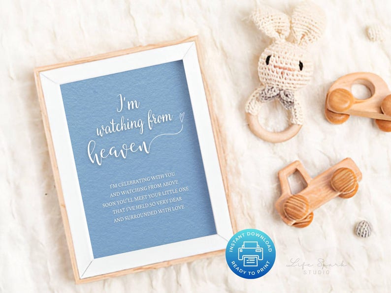Baby Shower Memorial Sign: Blue Heaven Remembrance Table Decor (PDF ...