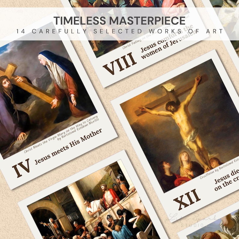 14 Stations of the Cross Printable Banner, Way of the Cross Catholic Art, Jesus Wall Art Easter ...