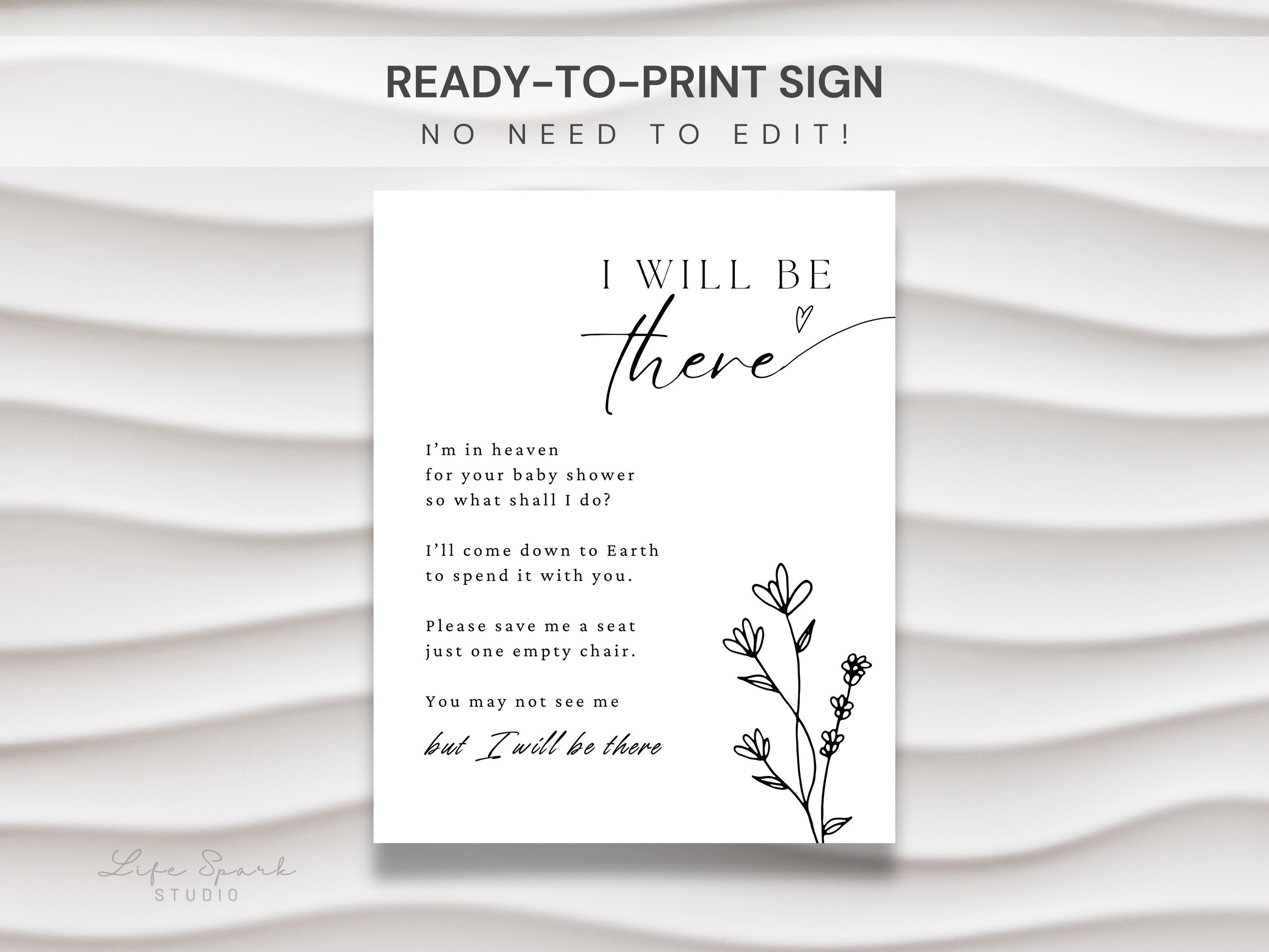 Baby Shower Memorial Sign, Remembrance Poem (PDF, PNG) - Etsy