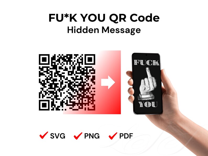 HD Fuck You QR Code Message Svg, QR Code Hoodie Design, Middle Finger ...
