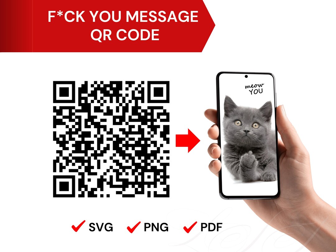 QR Code Middle Finger SVG, Fuck You Message Instant Download, QR Code ...