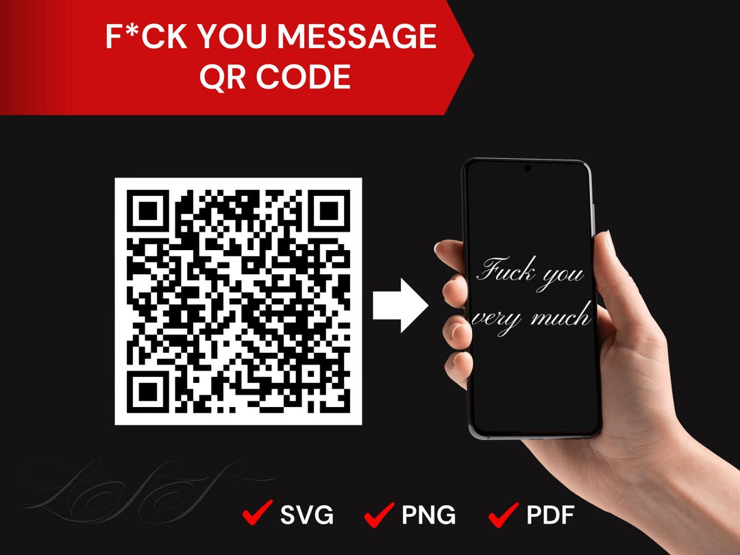 Middle Finger QR Code SVG, Fuck You Message Instant Download, QR Code ...