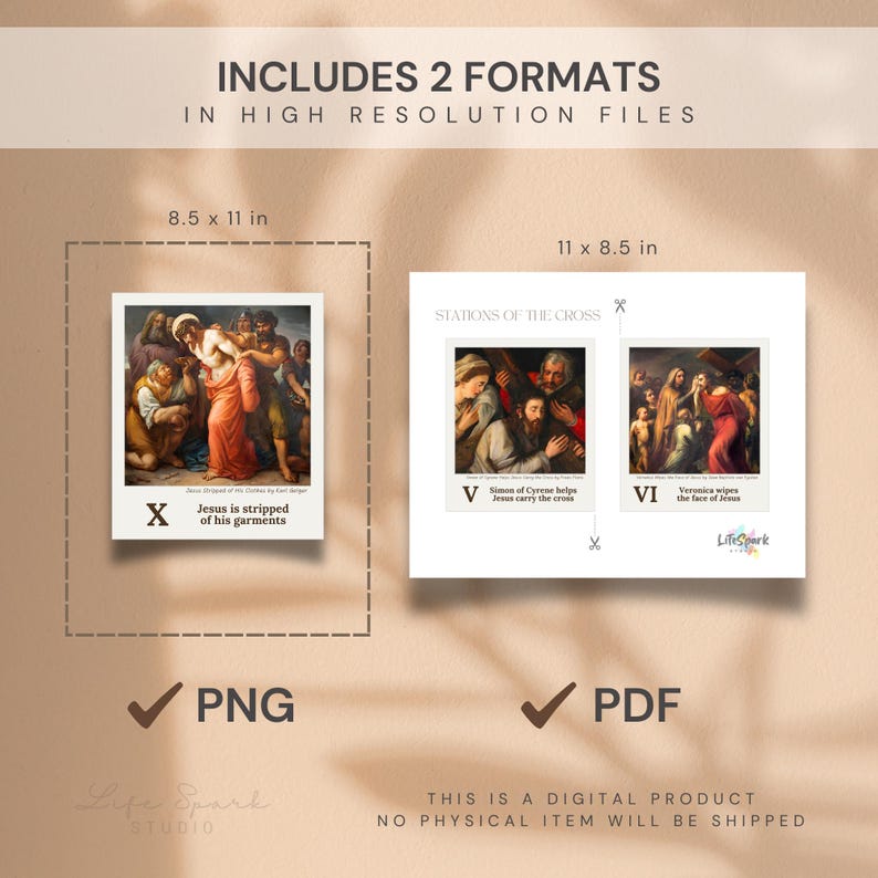 14 Stations of the Cross Printable Banner, Way of the Cross Catholic Art, Jesus Wall Art Easter ...