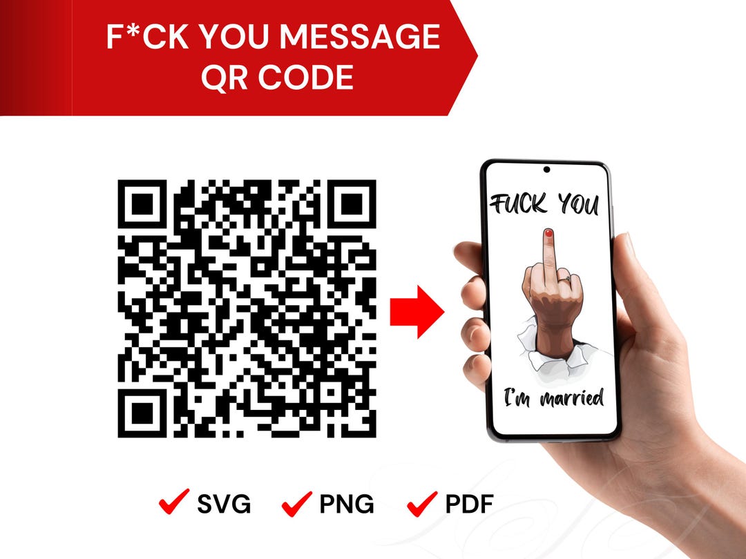 QR Code Middle Finger SVG, Fuck You Message Instant Download, QR Code ...