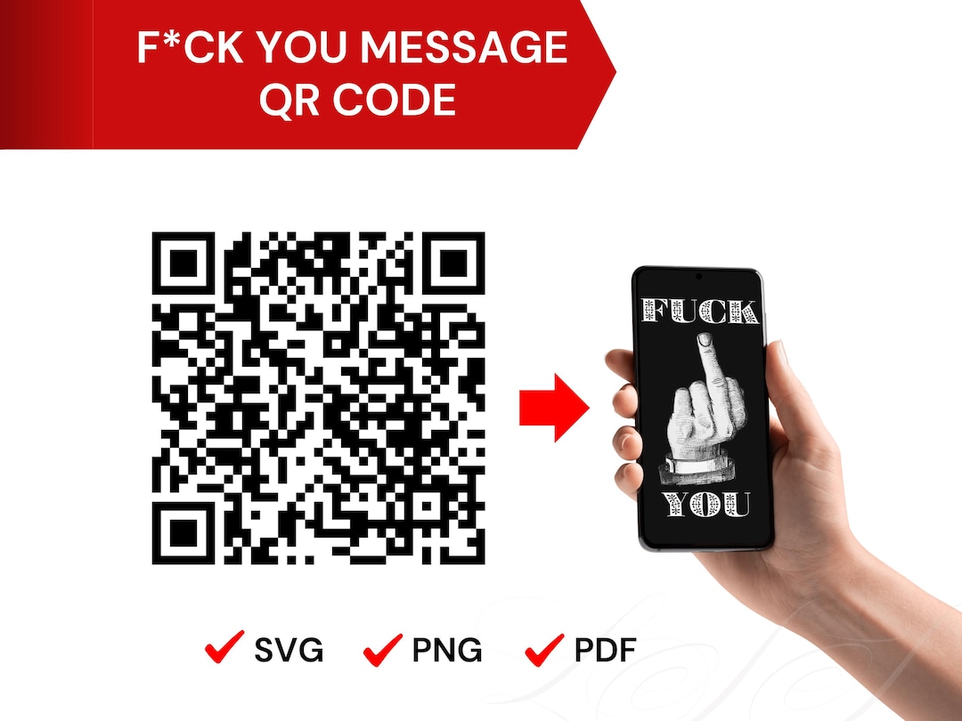 HD Fuck You QR Code Message svg, QR Code Hoodie Design, Middle Finger ...