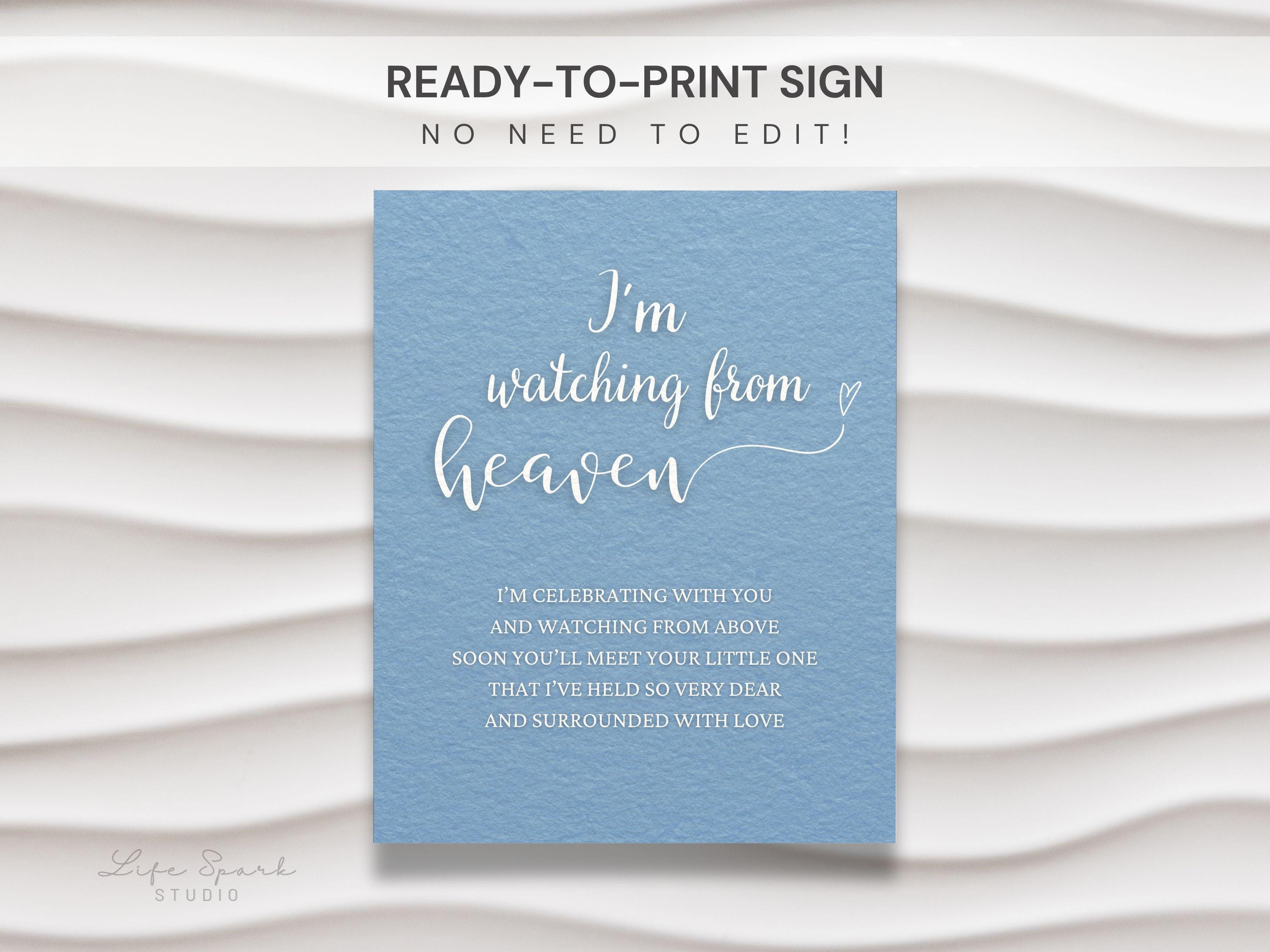 Baby Shower Memorial Sign: Blue Heaven Remembrance Table Decor (PDF ...