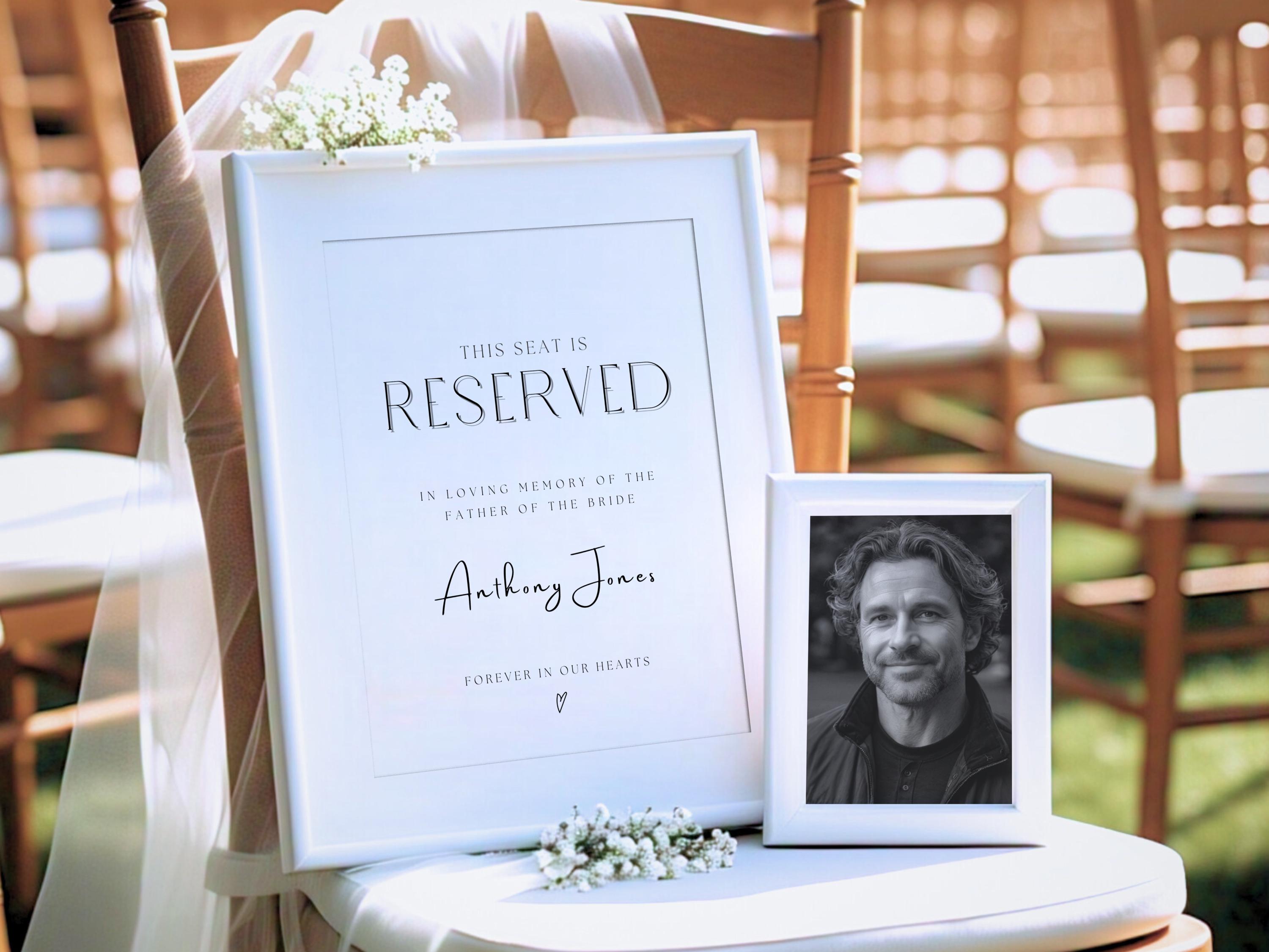 Reserved Seat Wedding Memorial Sign, Editable Memorial Canva Template ...