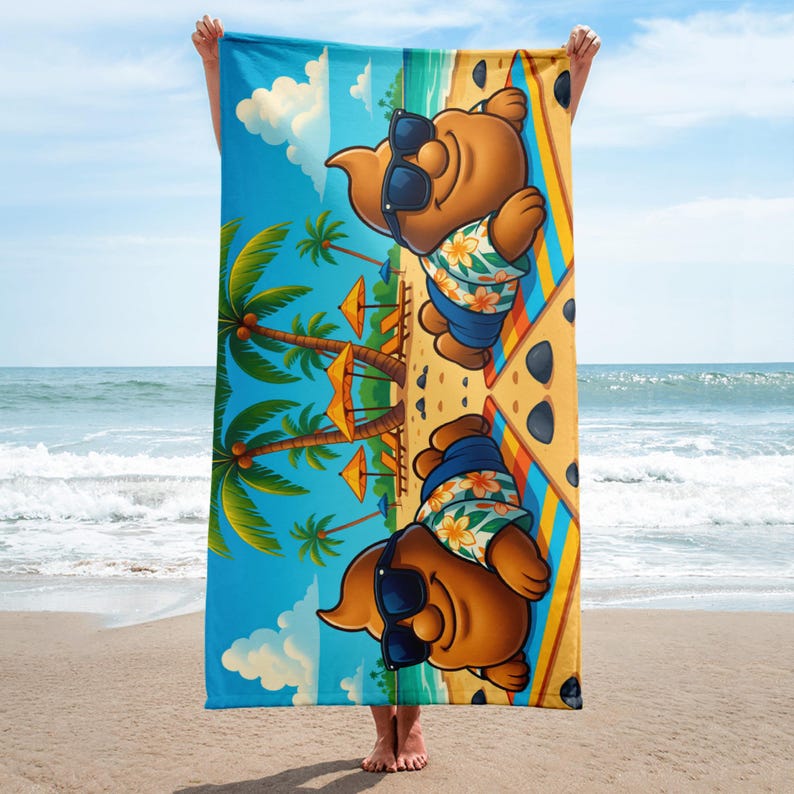 Funny Poop Emoji Beach Towel | Tropical Vacation Towel for Dads, Moms ...