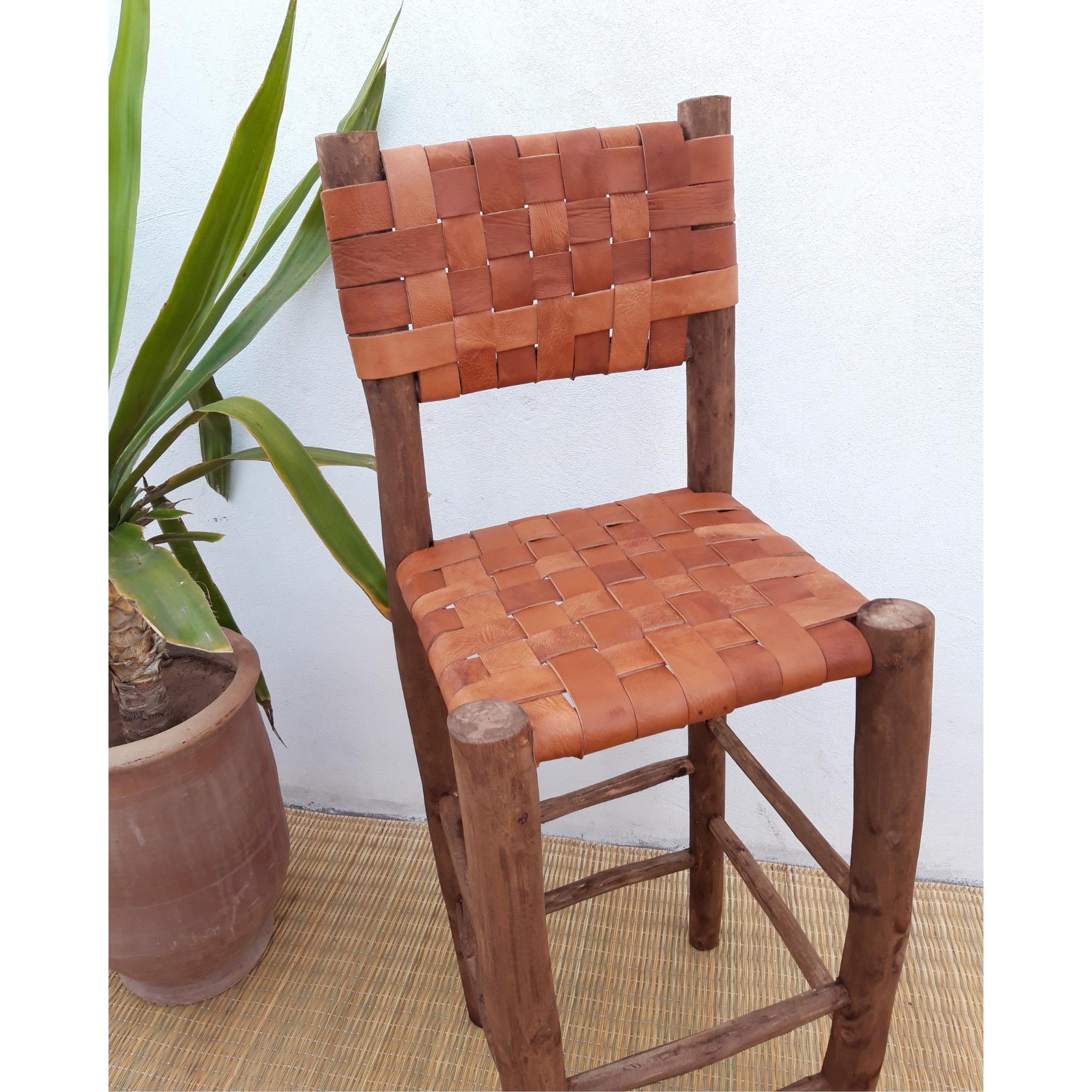 Moroccan Bar Stool With Back and Leather ,stool Bar With Back Natural ...