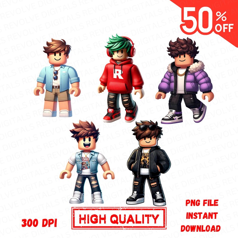 Roblox Boys Clipart Images, Digital Download, Roblox PNG, PNG Instant ...