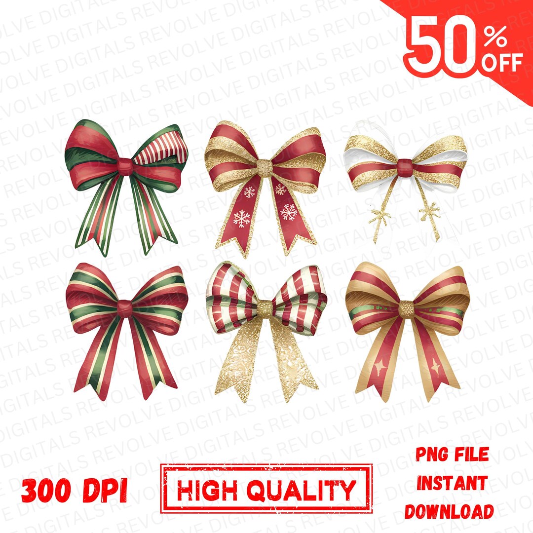Coquette Christmas Png, Coquette Bow Png, Holiday Bows Sublimation ...
