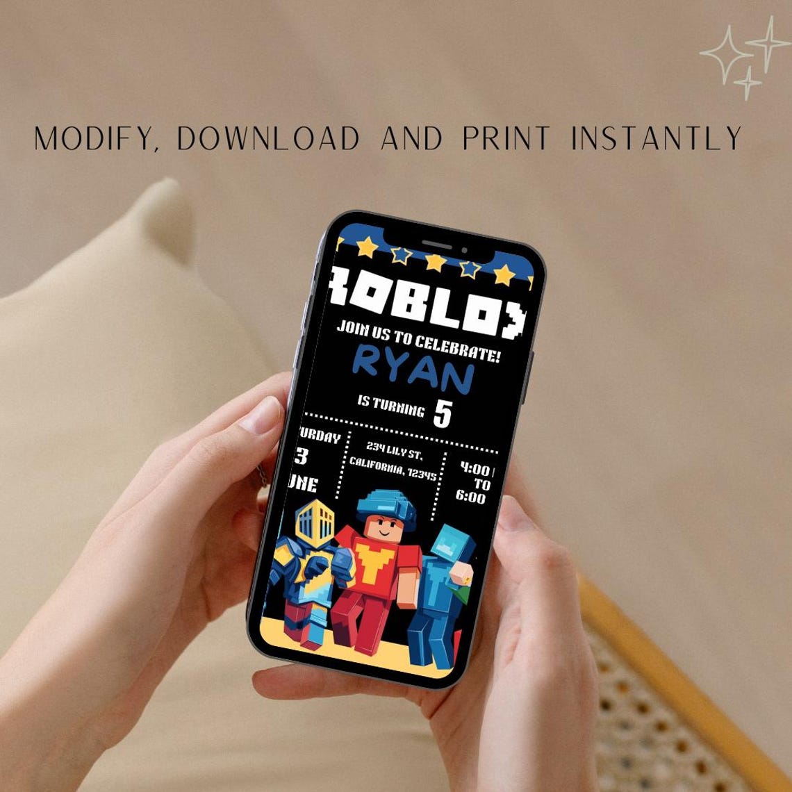 Roblox Birthday Invitation, Roblox Invite, Game Party, Roblox Boys ...