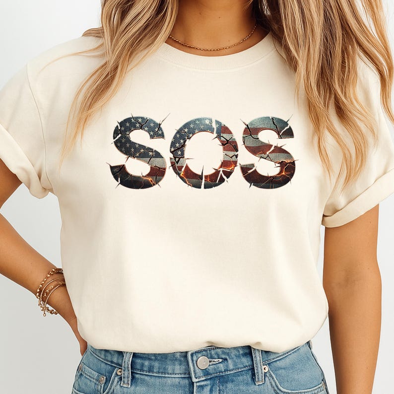 SOS Protest T-shirt, Distressed American Flag Shirt, Anti ICE Political ...