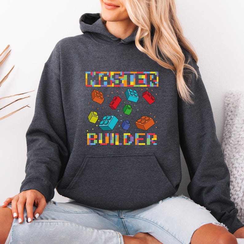 Master Builder Hoodie, Building Blocks Sweatshirt, Colorful Brick ...