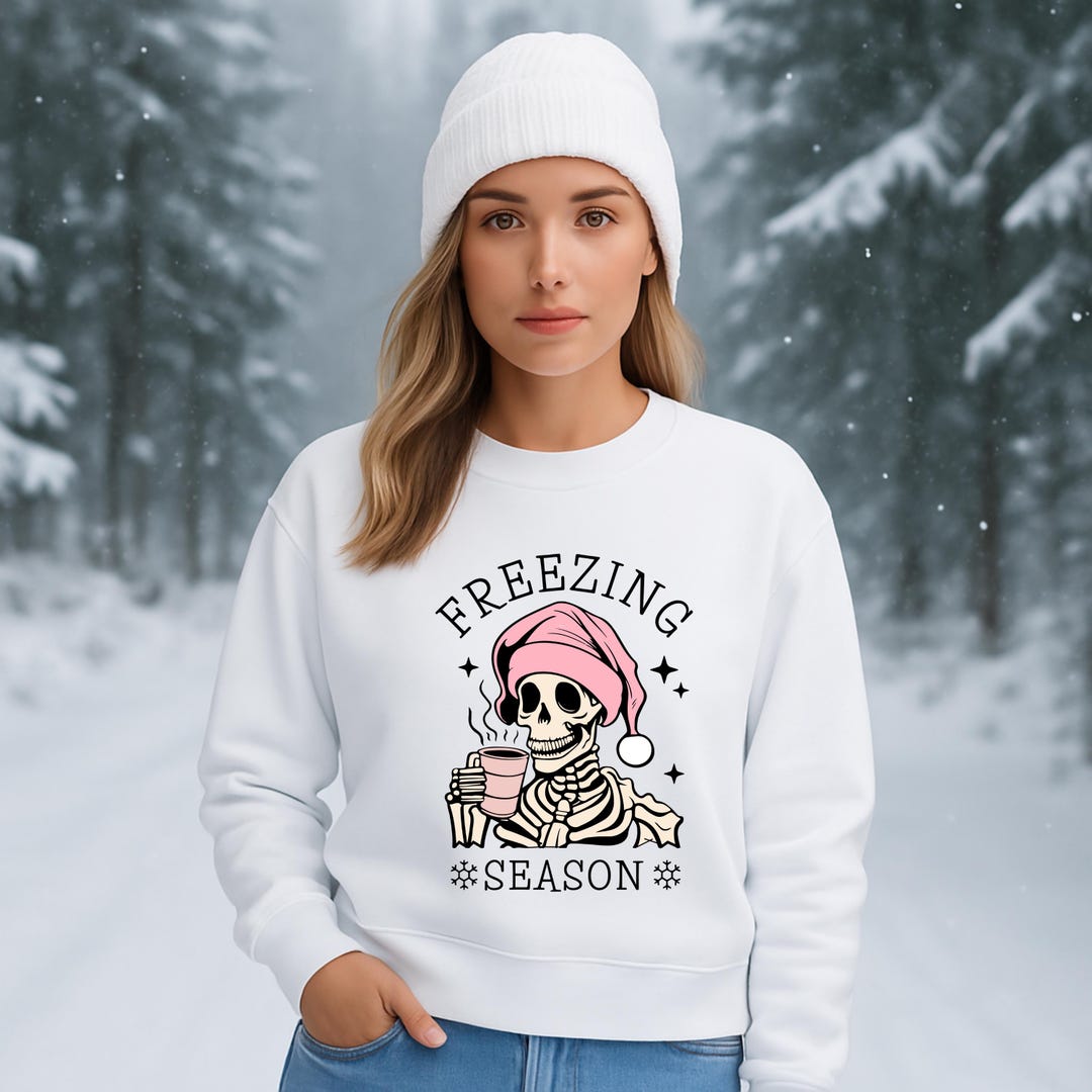 Funny Skeleton Christmas Sweatshirt, Freezing Season Winter Sweater ...