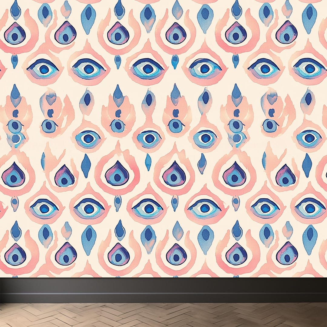 Evil Eye Bead Wallpaper, Peel and Stick Wall Mural, Evil Eye Wall Mural ...